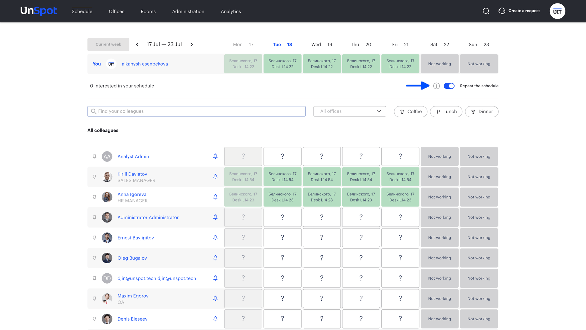 Schedule update | UnSpot
